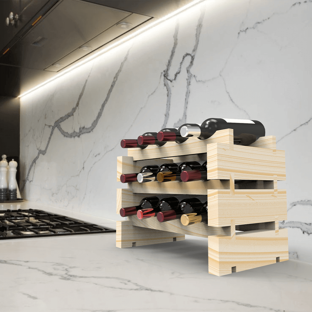 12 Bottle Modular Wine Rack Kit (4 Bottles Wide X 3 Bottles High ...